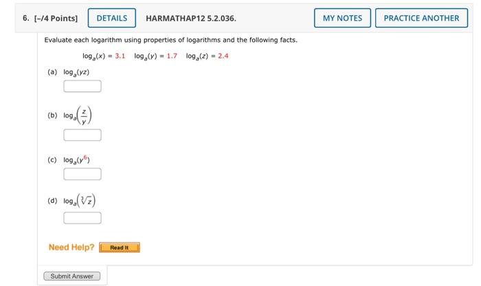 Solved Evaluate each logarithm using properties of | Chegg.com