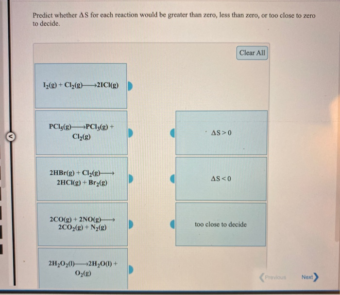Solved Predict whether AS for each reaction would be greater | Chegg.com