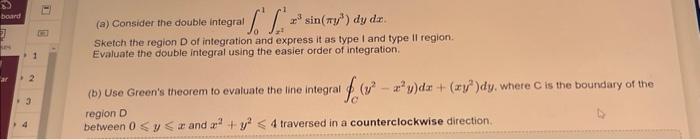 Solved (a) Consider the double integral | Chegg.com