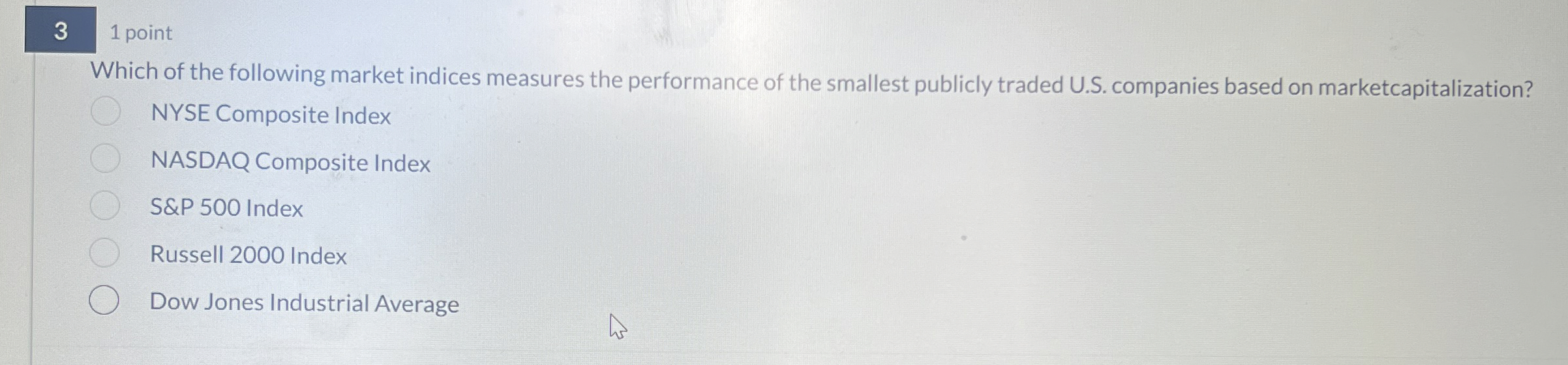 Solved 31 ﻿pointWhich of the following market indices | Chegg.com