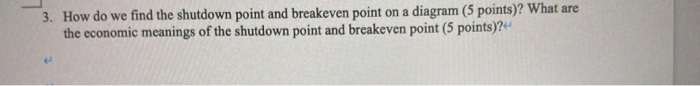 Solved 3. How do we find the shutdown point and breakeven | Chegg.com