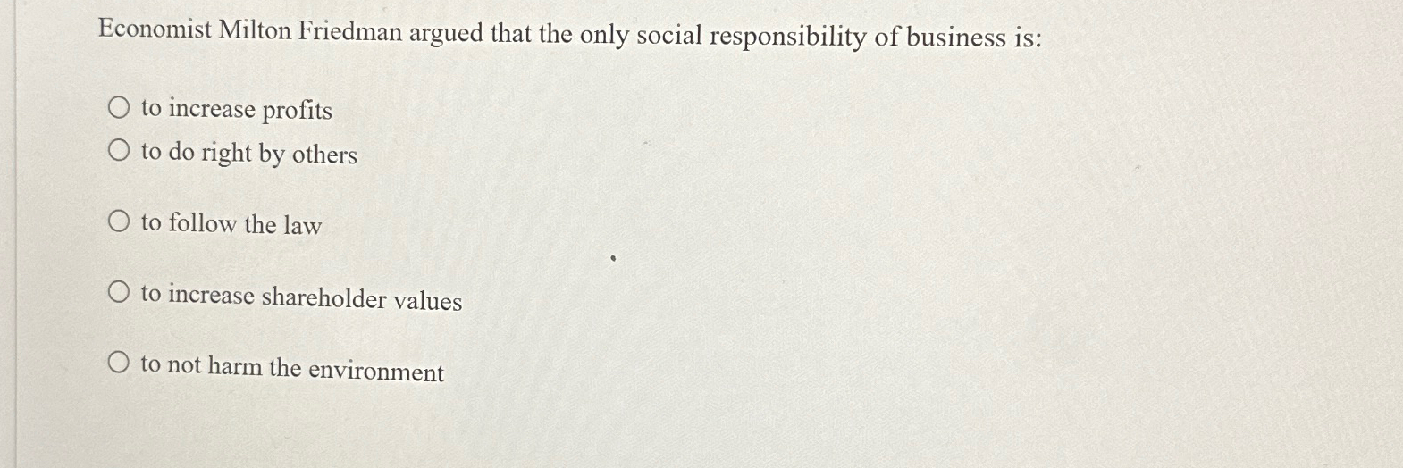 Solved Economist Milton Friedman argued that the only social | Chegg.com