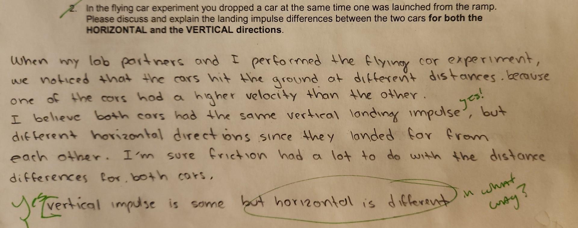 Solved 2. In the flying car experiment you dropped a car at | Chegg.com
