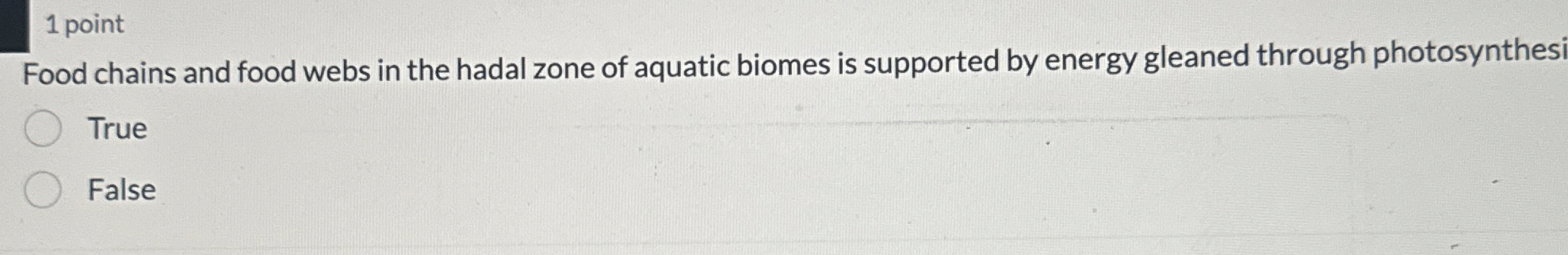 Solved 1 ﻿pointFood chains and food webs in the hadal zone | Chegg.com