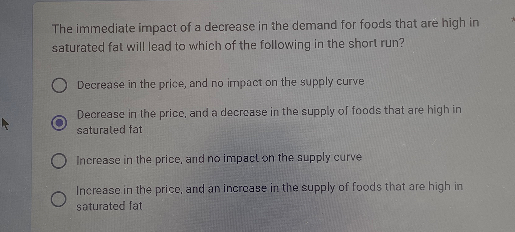 Solved The immediate impact of a decrease in the demand for | Chegg.com