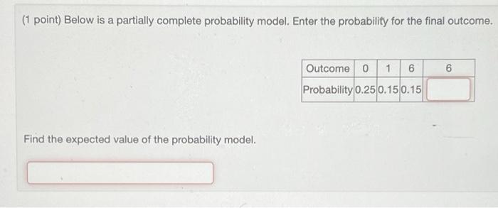 Solved (1 point) Below is a partially complete probability | Chegg.com