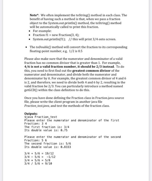 Solved Problem 1: The Fraction Class (Fraction.java and | Chegg.com