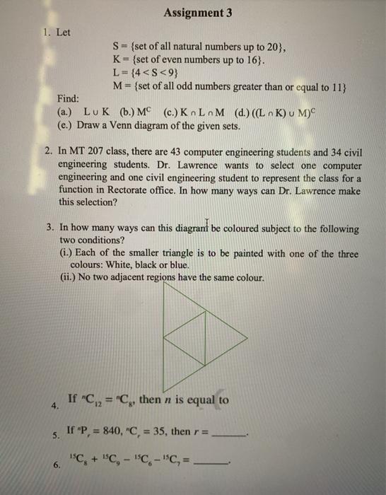 Solved Assignment 3 1. Let S = (set of all natural numbers | Chegg.com