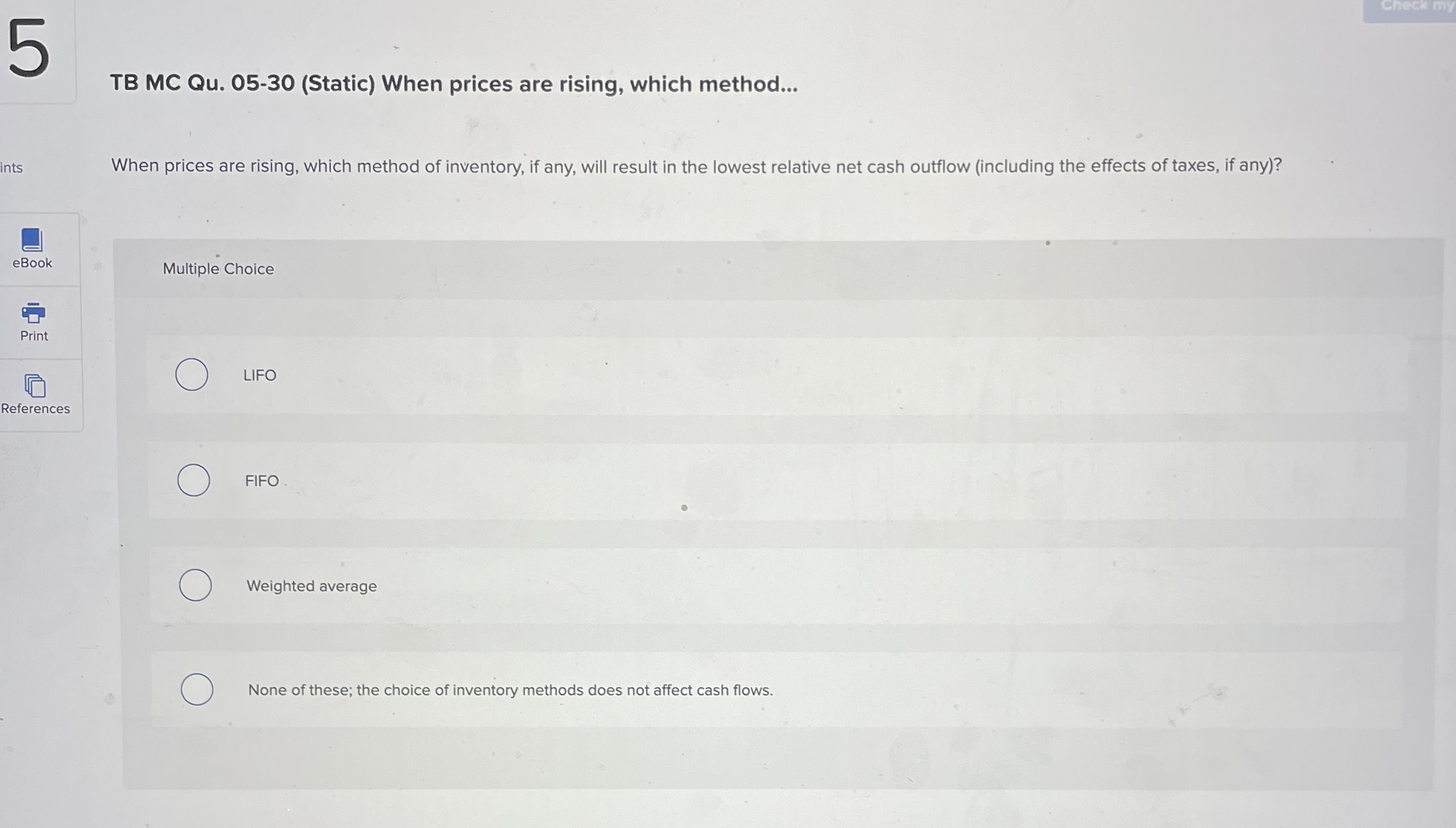 Solved TB MC Qu. 05-30 (Static) ﻿When prices are rising, | Chegg.com