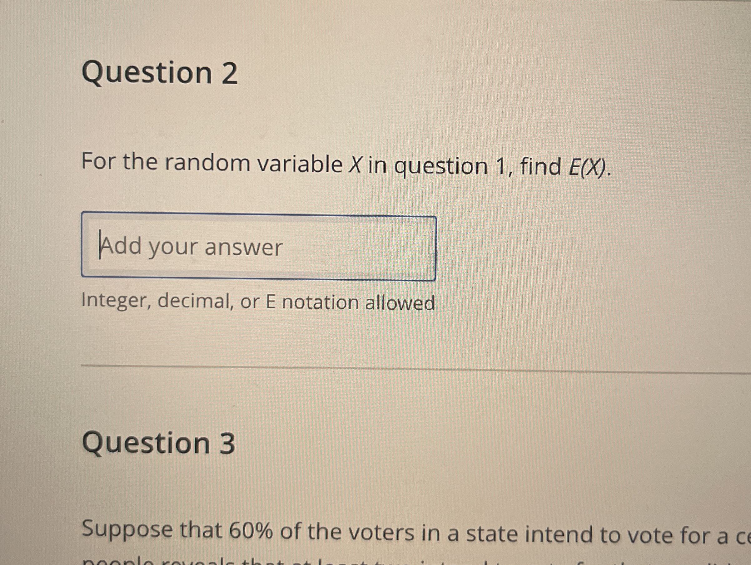 Question 2For the random variable x ﻿in question 1 , | Chegg.com