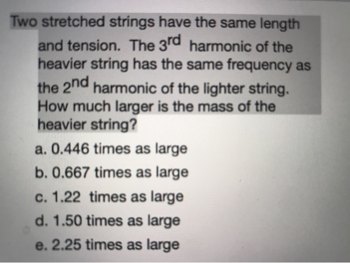 Solved Two stretched strings have the same length and | Chegg.com