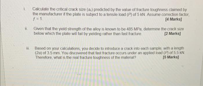 ii. Linear Elastic Fracture Mechanics (LEFM) and | Chegg.com