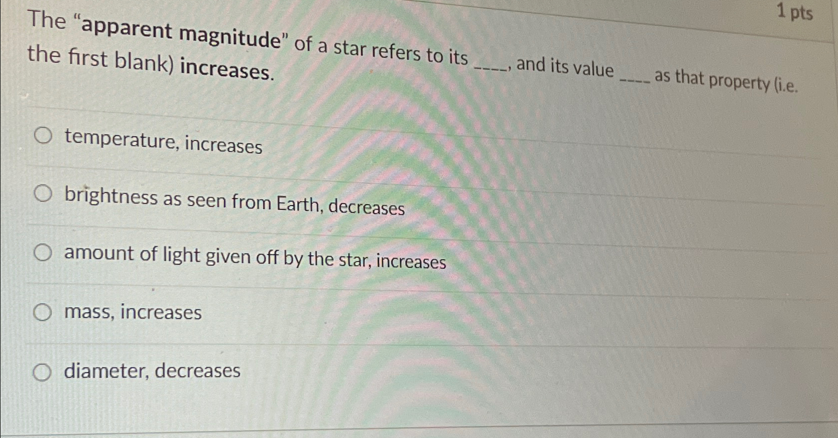 Solved The "apparent magnitude" of a star refers to its the | Chegg.com