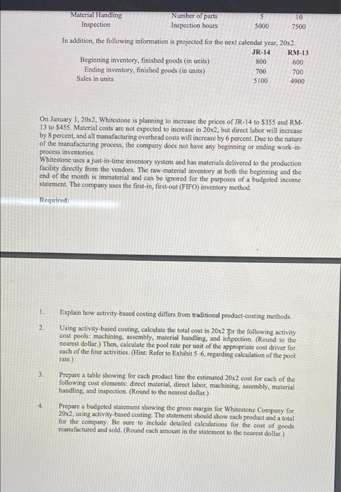 Solved Q2: Whitestone Company produces two subassemblies, | Chegg.com