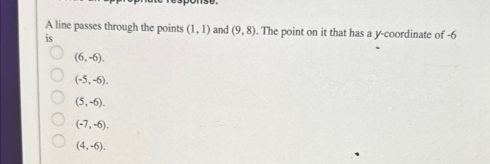 Solved A line passes through the points (1,1) ﻿and (9,8). | Chegg.com