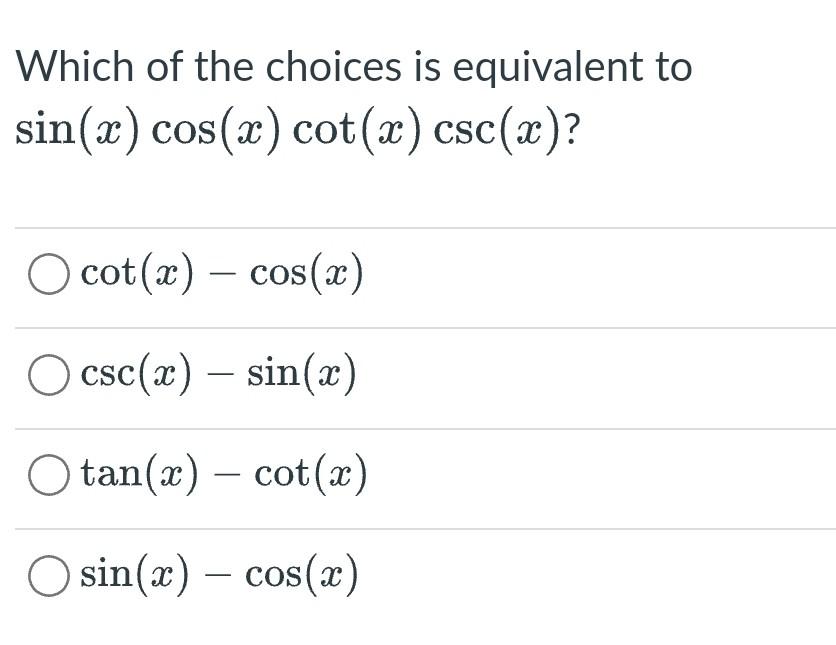 Solved Which of the choices is equivalent to | Chegg.com