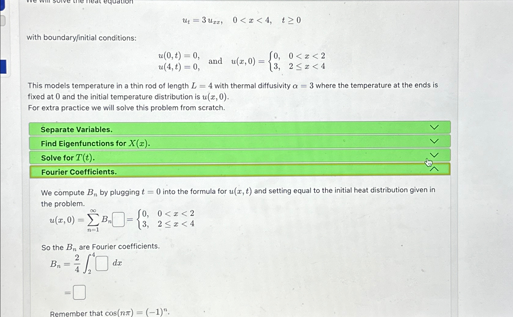 Solved ut=3u×,0=0with boundary/initial | Chegg.com