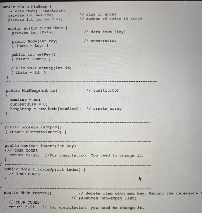 Problem 1: Implementing Minimum Priority Queue using | Chegg.com