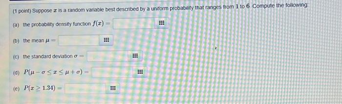 Solved (1 point) Suppose x is a random variable best | Chegg.com
