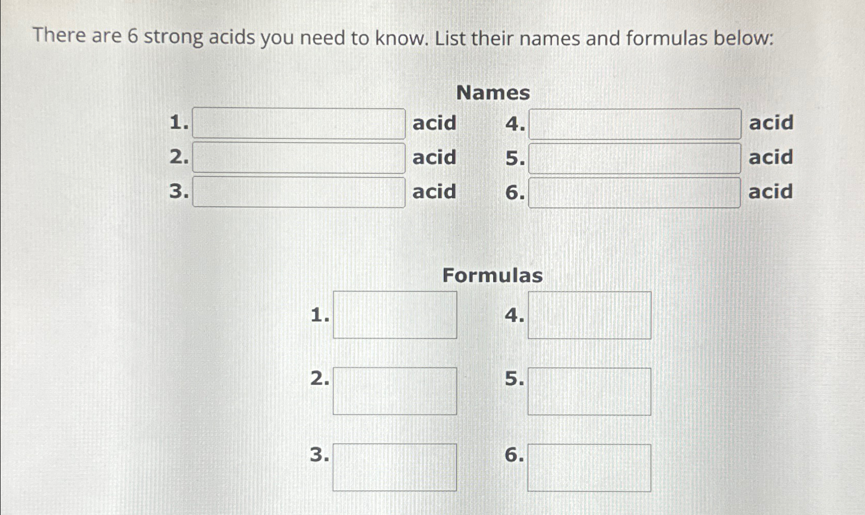 There are 6 ﻿strong acids you need to know. List | Chegg.com
