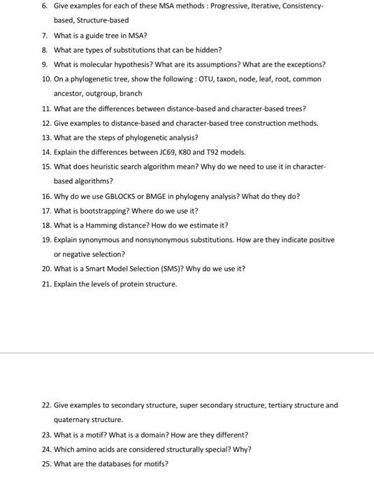 Solved 6. Give examples for each of these MSA methods: | Chegg.com