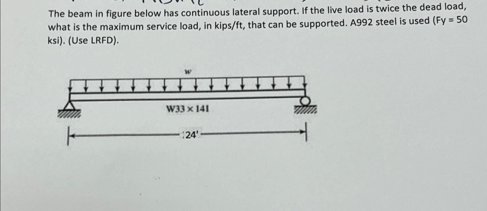 Solved The beam in figure below has continuous lateral | Chegg.com