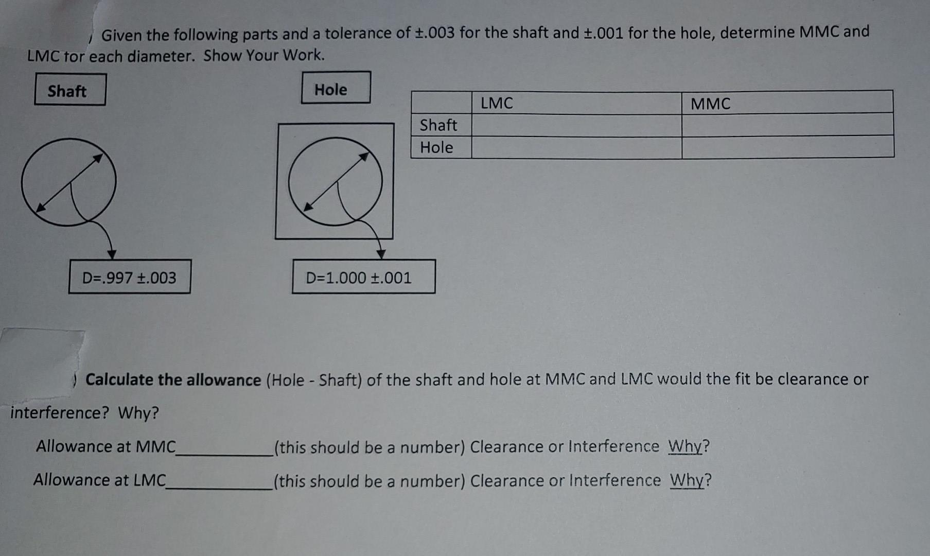 Solved Given the following parts and a tolerance of 1.003 | Chegg.com