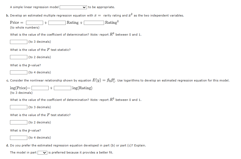 A simple linear regression model | ﻿to be | Chegg.com