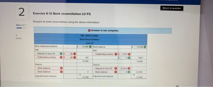 Return to question Exercise 6-12 Bank reconciliation | Chegg.com