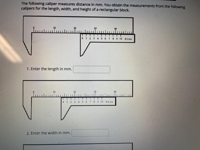 Solved The following caliper measures distance in mm. You | Chegg.com