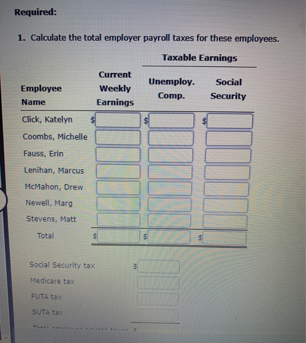 Solved Calculating Payroll Taxes Expense and Preparing | Chegg.com