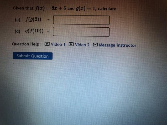 Solved Let f(x)=x−31 and g(x)=4x+8 Then (f∘g)(2)= (f∘g)(x)= | Chegg.com