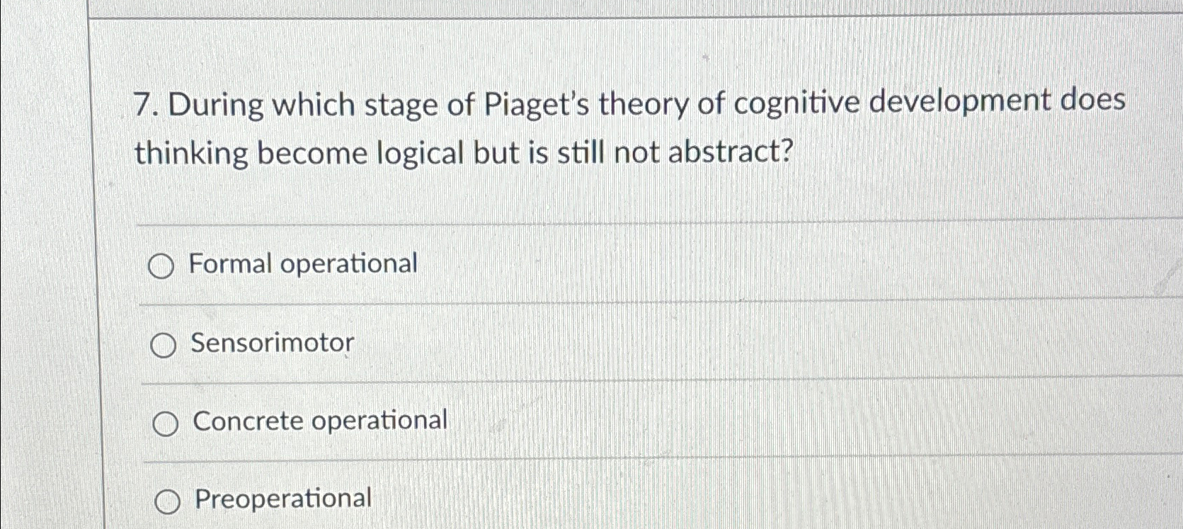 Solved During which stage of Piaget's theory of cognitive | Chegg.com