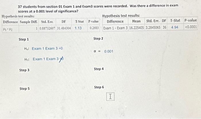 Solved 37 students from section 01 Exam 1 and Exam3 scores | Chegg.com