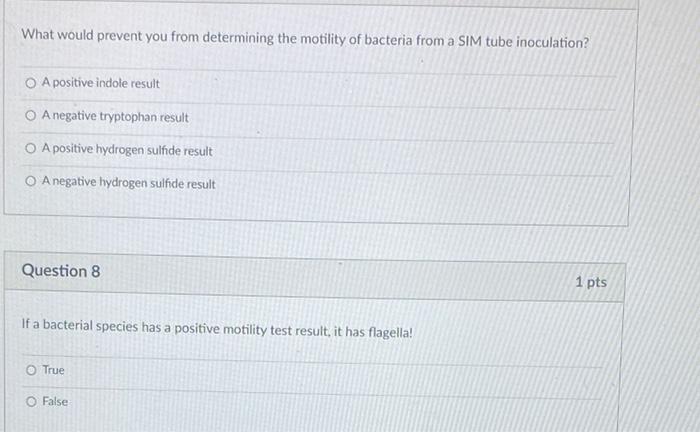 Solved What would prevent you from determining the motility | Chegg.com