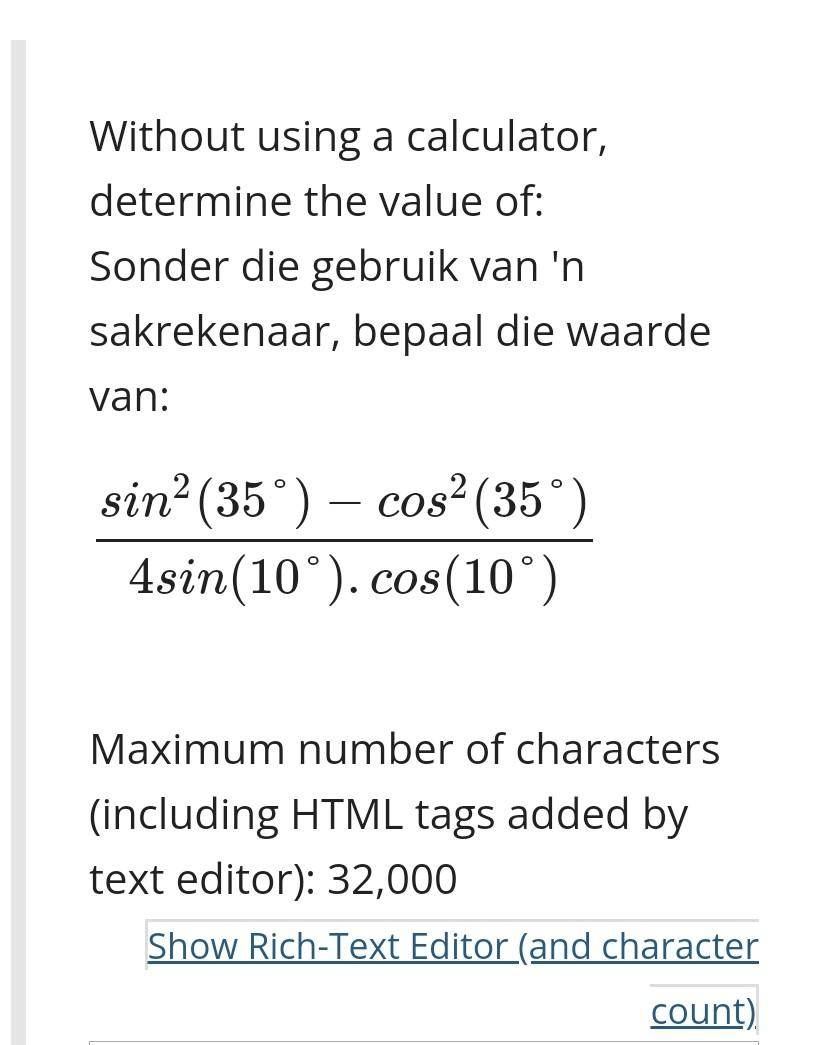 Solved Without using a calculator, determine the value of: | Chegg.com