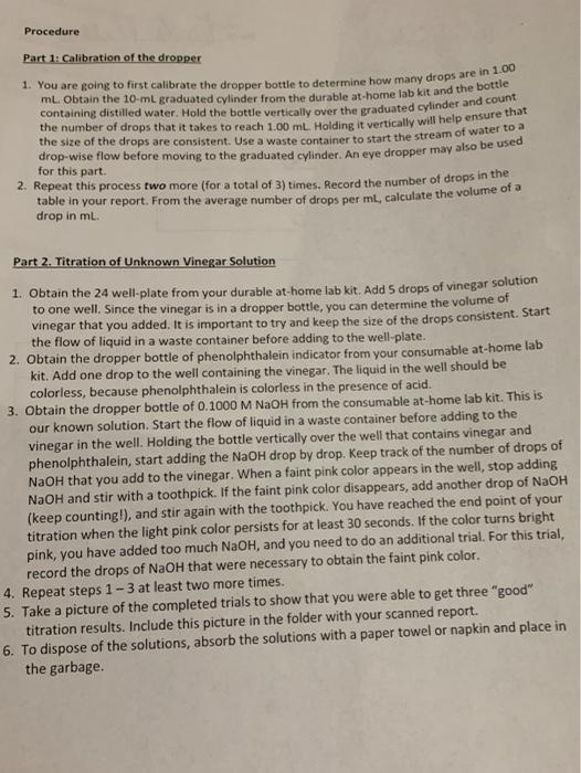 Name CHM 111 Experiment 5 Microscale Titration of | Chegg.com