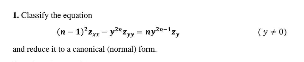 Solved 1. Classify the equation | Chegg.com