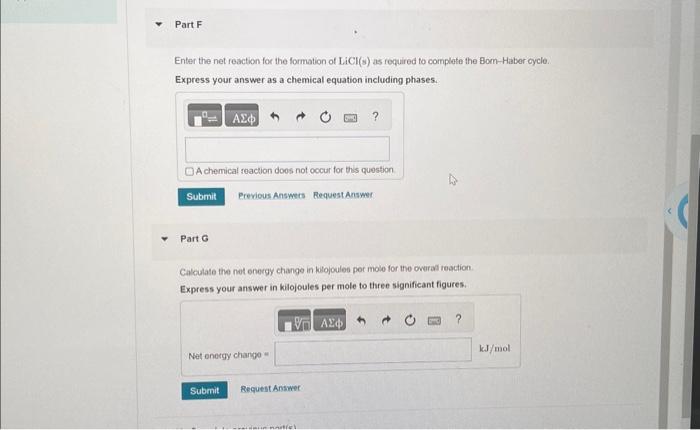 Solved Enter the net reaction for the formation of LiCl(s) | Chegg.com