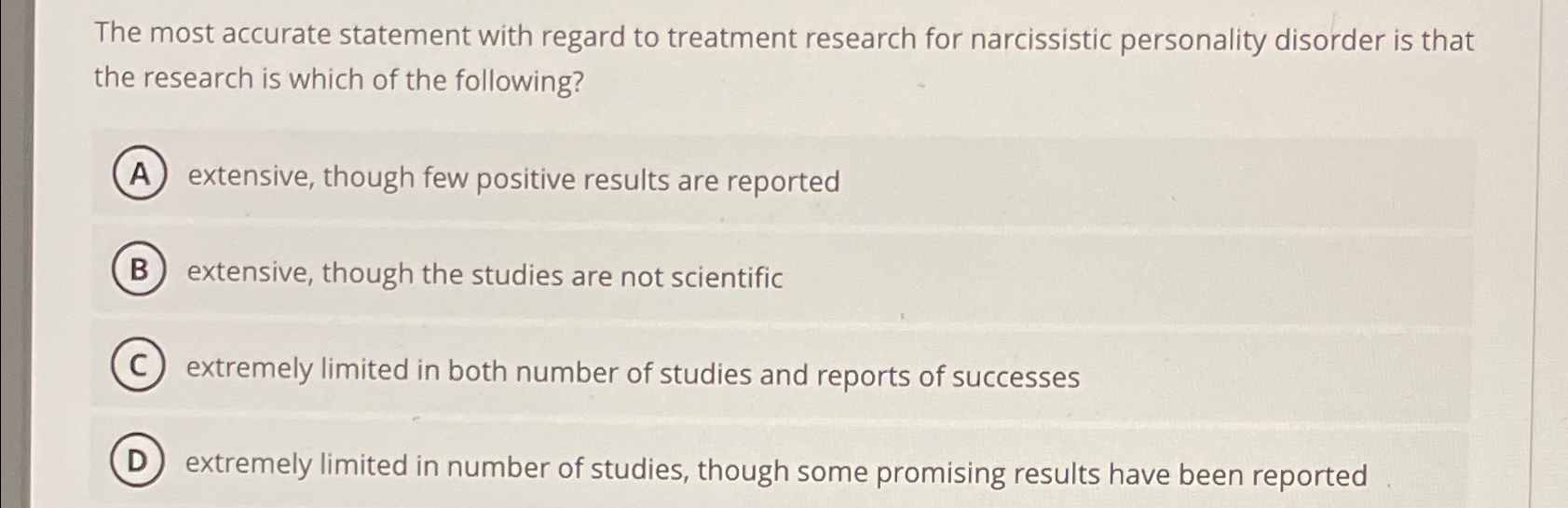 Solved The most accurate statement with regard to treatment | Chegg.com
