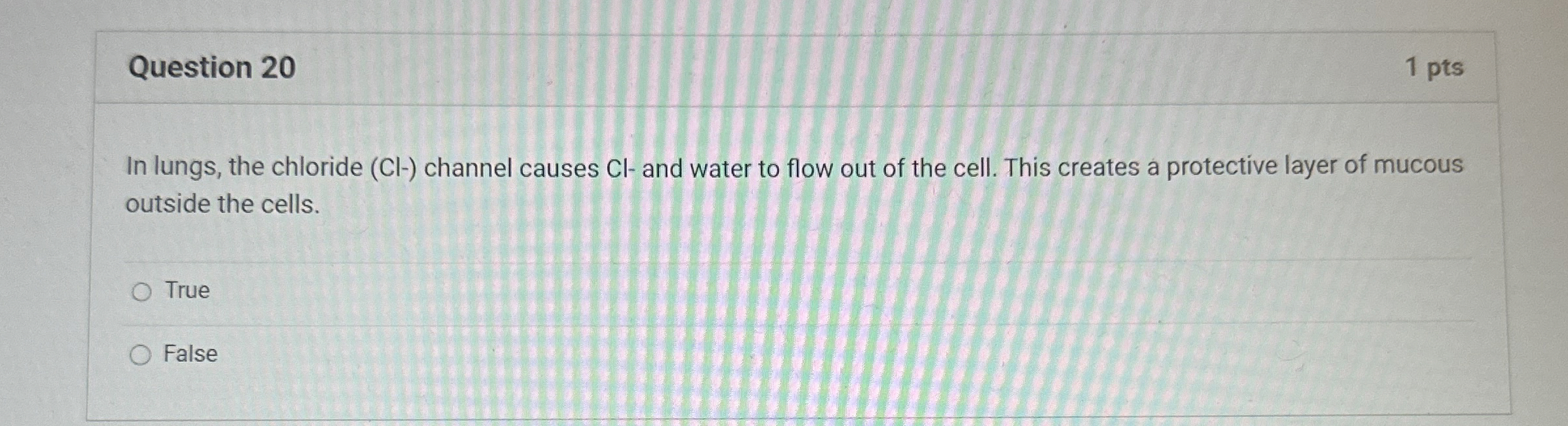 Solved Question 201 ﻿ptsIn lungs, the chloride ( ﻿Cl -) | Chegg.com