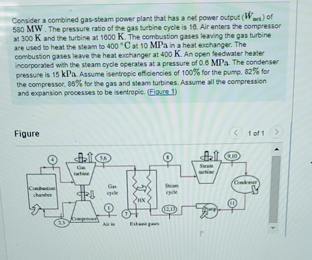 Solved Consider a combined gas-steam power plant that has a | Chegg.com