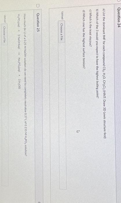 Solved a) List the dominant IMF for each compound | Chegg.com