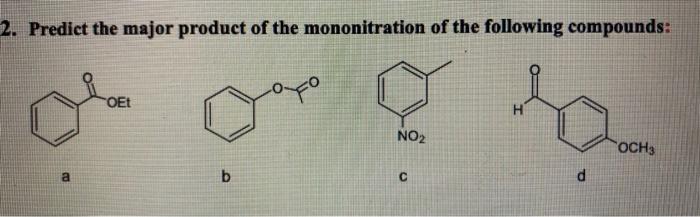 Solved 2. Predict the major product of the mononitration of | Chegg.com
