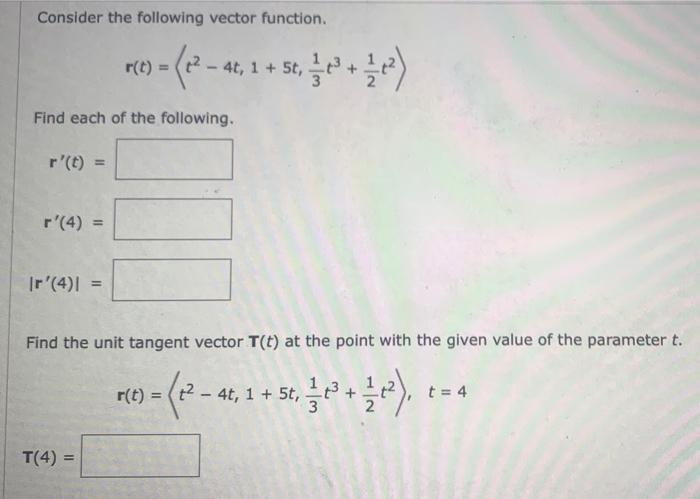Solved Consider the following vector function. r(t) = (2 - | Chegg.com