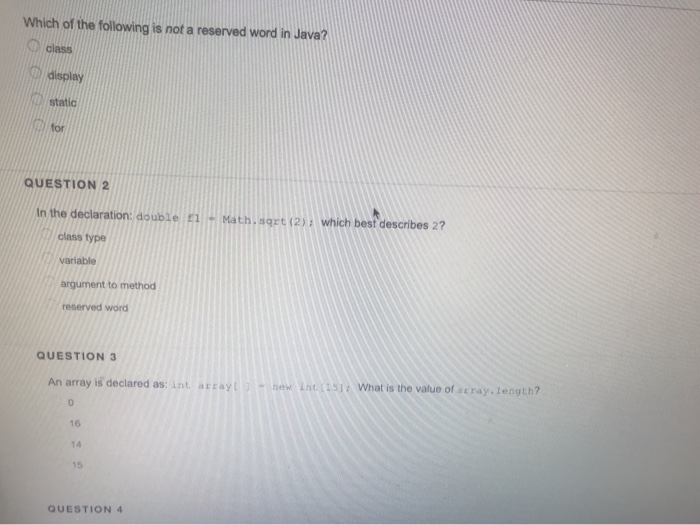 Solved Which of the following is not a reserved word in | Chegg.com