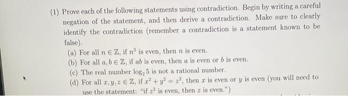 Solved (1) Prove each of the following statements using | Chegg.com