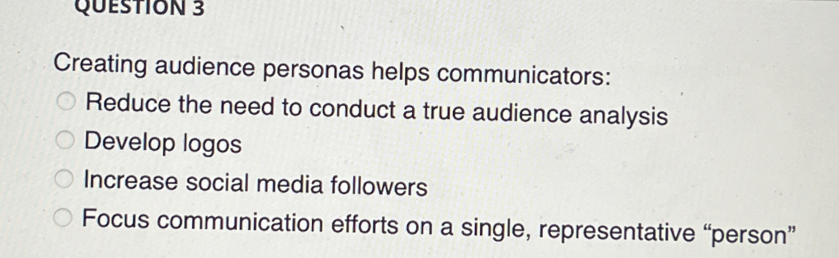 Solved Creating audience personas helps communicators:Reduce | Chegg.com