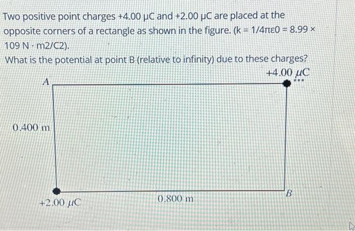 Solved Two positive point charges +4.00μC and +2.00μC are | Chegg.com