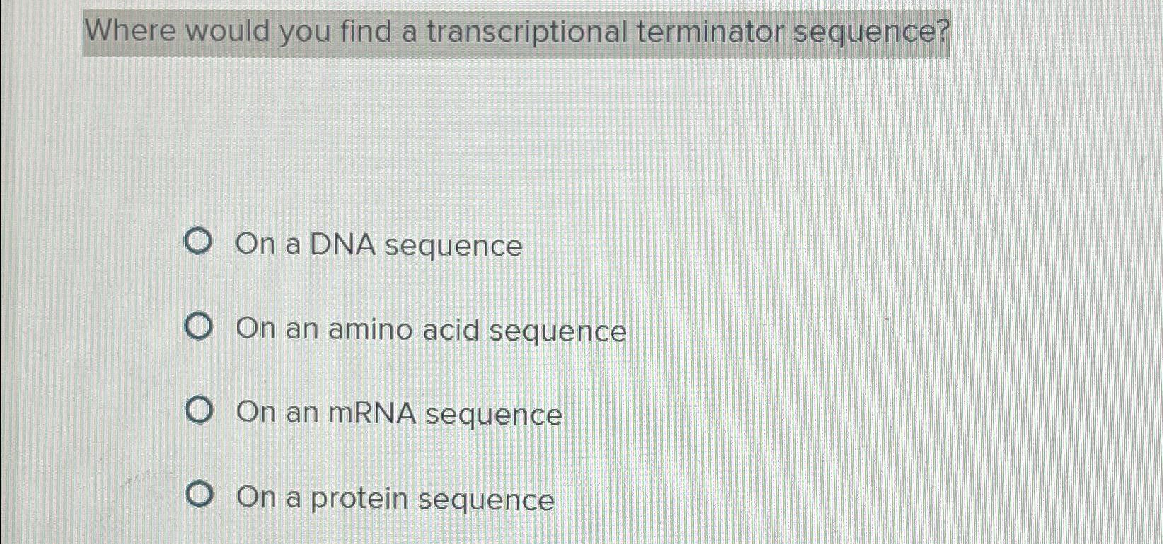 Solved Where would you find a transcriptional terminator | Chegg.com